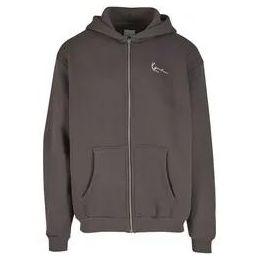 Sweatjacke Karl Kani "Karl Kani Chest Signature Essential Zip Hoodie", Herren, Gr. XS, grau, 80% Baumwolle, 20% Polyester, unifarben, Sweatjacken Sweatjacke