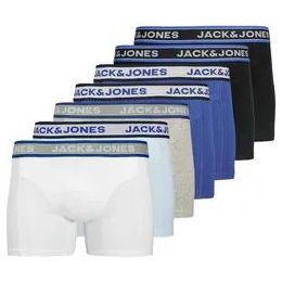 Jack & Jones Boxershorts JACK & JONES "Boxershort JACHUDSON SOLID TRUNKS 7 PACK 7er Pack", Herren, Gr. M, bunt (schwarz, blau, grau, wei&szlig;), Obermaterial: 95% Baumwolle CO(Bio). 5% Elasthan EL., Unterhosen