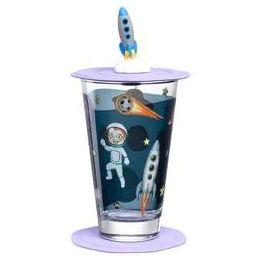 Kinderbecher Leonardo "Kinderbecherset Bambini Avventura 300 ml", blau (weltall), Glas, Trinkgef&auml;&szlig;e, Kinderbecher