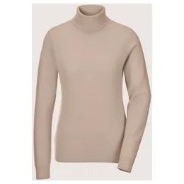 Madeleine Mode Longpullover MADELEINE "Kaschmirpullover Zeitloser Strickpullover mit geripptem Rollkragen", Damen, Gr. 44/46, beige, Obermaterial: 100% Kaschmir WS., Modern, Rollkragen, Pullover Longpullover, Kaschmirpullover mit Rollkragen, Langarm