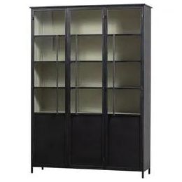 Vitrine Woood "EXHIBIT XL 3-T&Uuml;RIG SCHRANK METALL B/T/H: 140/44/200 cm", schwarz, B:140cm H:200cm T:44cm, Metall, Schr&auml;nke, Vitrine, Ausstellungsvitrine aus mattem Metall bietet 5 stabile B&ouml;den, Topseller
