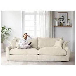 Big-Sofa Home Affaire "Finca XXL, B: 247 cm", cream, B:247cm T:123cm, 100% Polyester, Sofas, Big-Sofa, 4 Zierkissen, Mega-Sofa, in Cord oder Chenille-Struktur, Federkern