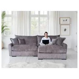Ecksofa Home Affaire "Finca XL L-Form, B: 190 cm", taupe, B:190cm T:187cm, 100% Polyester, Sofas, Ecksofa, Mega-Sofa, Cord oder Chenille-Struktur, mit Federkern & 4 Zierkissen