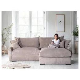 Ecksofa Home Affaire "Finca XXL L-Form, B: 247 cm", taupe, B:247cm T:187cm, 100% Polyester, Sofas, Ecksofa, 4 Zierkissen, Mega-Sofa, in Cord oder Chenille-Struktur, Federkern