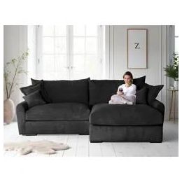 Ecksofa Home Affaire "Finca XL L-Form, Breite 190 cm", anthrazit, B:190cm T:187cm, 100% Polyester, Sofas, Ecksofa, Mega-Sofa, Cord oder Chenille-Struktur, mit Federkern & 4 Zierkissen