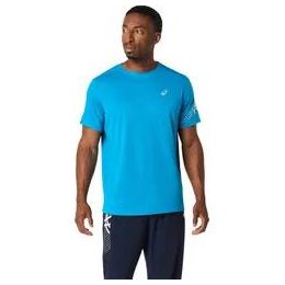 Laufshirt asics "ICON SS TOP", Herren, Gr. XL, aegean blau, cream, Obermaterial: 100% Polyester, Shirts Laufshirt