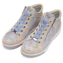 Sneaker Ara "ROM", Herren, Gr. 8,5 (42,5), hellbeige, hellblau, Leder, Veloursleder, Reptilienpr&auml;gung, Schuhe Sneaker, Freizeitschuh, High-Top-Sneaker, Schn&uuml;rschuh in Schuhweite G (=weit)