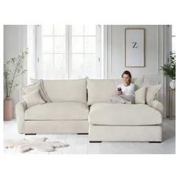 Ecksofa Home Affaire "Finca XL L-Form, B: 190 cm", cream, B:190cm T:187cm, 100% Polyester, Sofas, Ecksofa, 4 Zierkissen, Mega-Sofa, in Cord oder Chenille-Struktur, Federkern