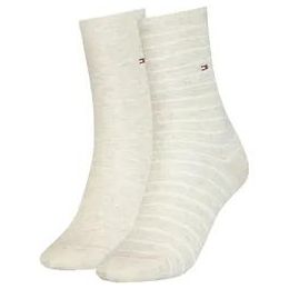 Socken Tommy Hilfiger "TH WOMEN SOCK 2P SMALL STRIPE", Damen, Gr. 35-38, light beige melange, Baumwollmischung, normal, Socken Socken, mit schmalem Rippenb&uuml;ndchen, meliert, gestreift