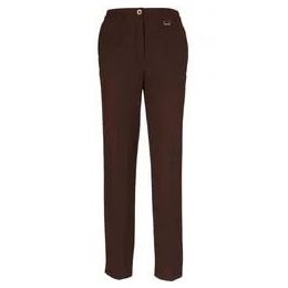 Stoffhose GOLDNER "B&uuml;gelfaltenhose mit Teildehnbund", Damen, Gr. 38, N-Gr, beige (dunkeltaupe), Obermaterial: 63% Polyester PES. 34% Viskose CV. 3% Elasthan EL., normal, Hosen Stoffhose, Dekoelement an der G&uuml;rtelschlaufe