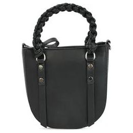 Schultertasche Harpa "HAYA", Damen, Gr. B/H/T: 19cm x 20cm x 19cm, schwarz, Polyurethan (PU), unifarben, Taschen Schultertasche, in abgerundeter Form mit geflochtenem Henkel