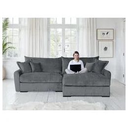 Ecksofa Home Affaire "Finca XXL L-Form, B: 247 cm", dunkelgrau, B:247cm T:187cm, 100% Polyester, Sofas, Ecksofa, 4 Zierkissen, Mega-Sofa, in Cord oder Chenille-Struktur, Federkern