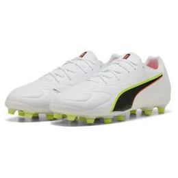 Fu&szlig;ballschuh Puma "KING 20 MATCH FGAG", Damen, Gr. 43, Puma wei&szlig;, glowing rot, gelb alert, Synthetik, Schuhe Fu&szlig;ballschuh, f&uuml;r Rasenpl&auml;tze und Kunstrasen, leichte Laufsohle aus Synthetik