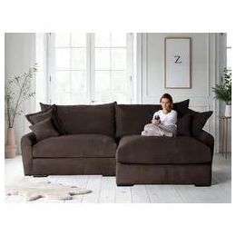 Ecksofa Home Affaire "Finca XXL L-Form, B: 247 cm", dunkelbraun, B:247cm T:187cm, 100% Polyester, Sofas, Ecksofa, Mega-Sofa, Cord oder Chenille-Struktur, mit Federkern & 4 Zierkissen