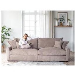 Big-Sofa Home Affaire "Finca XL, B: 190 cm", taupe, B:190cm T:123cm, 100% Polyester, Sofas, Big-Sofa, Mega-Sofa, Cord oder Chenille-Struktur, mit Federkern & 4 Zierkissen
