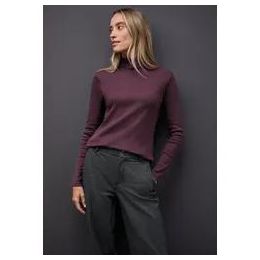 Langarmshirt Street One, Damen, Gr. 44, jazz berry, Rippware, Obermaterial: 95% Baumwolle, 5% Elasthan, unifarben, regular fit normal, ohne Ausschnitt, gerader Abschluss, Shirts Langarmshirt, mit Rippstruktur