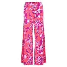 2-in-1-Hose GOLDNER "Palazzo-Hose mit sommerlichem Druck", Damen, Gr. 38, N-Gr, pink (pink, mandarine, gebl&uuml;mt), Obermaterial: 95% Polyester PES. 5% Elasthan EL., normal, Hosen, farbenfroher Blumendruck