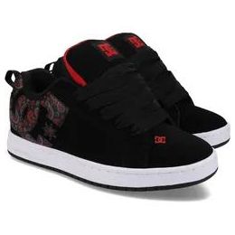 Schn&uuml;rschuh DC Shoes "Court Graffik", Damen, Gr. 9,5(42,5), schwarz, grau, rot, Obermaterial:Obermaterial: Leder (Kuh) / Futter: Textil / Au&szlig;ensohle: Gummi;, Schuhe Schn&uuml;rschuh