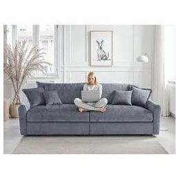 Big-Sofa Home Affaire "Finca XXL, B: 247 cm", dunkelgrau, B:247cm T:123cm, 100% Polyester, Sofas, Big-Sofa, 4 Zierkissen, Mega-Sofa, in Cord oder Chenille-Struktur, Federkern