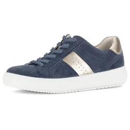 Plateausneaker Gabor, Herren, Gr. 37, jeansblau, goldfarben, Leder, Textil, Schuhe Plateausneaker, Freizeitschuh, Halbschuh, Schn&uuml;rschuh mit weichem Schaftrand