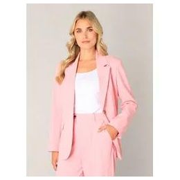 Jackenblazer Base Level "Yella", Damen, Gr. 42, soft pink, Web, Obermaterial: 80% Polyester, 16% Viskose, 4% Elasthan, unifarben, normal h&uuml;ftbedeckend, tiefer V-Ausschnitt, Blazer, mit 1-Knopf-Verschluss und Viskose