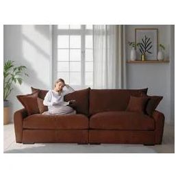 Big-Sofa Home Affaire "Finca XL, B: 190 cm", terracota, B:190cm T:123cm, 100% Polyester, Sofas, Big-Sofa, 4 Zierkissen, Mega-Sofa, in Cord oder Chenille-Struktur, Federkern