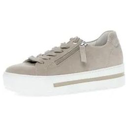Plateausneaker Gabor "FLORENZ", Herren, Gr. 43, creme, Veloursleder, Schuhe Plateausneaker, Freizeitschuh, Halbschuh, Schn&uuml;rschuh mit Au&szlig;enrei&szlig;verschluss, G-Weite