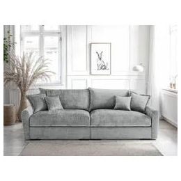 Big-Sofa Home Affaire "Finca XXL, B: 247 cm", hellgrau, B:247cm T:123cm, 100% Polyester, Sofas, Big-Sofa, 4 Zierkissen, Mega-Sofa, in Cord oder Chenille-Struktur, Federkern