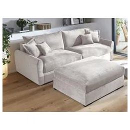Big-Sofa Home Affaire "Finca XL, B: 190 cm", beige, B:190cm T:123cm, 100% Polyester, Sofas, Big-Sofa, Mega-Sofa, Cord oder Chenille-Struktur, mit Federkern & 4 Zierkissen