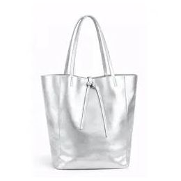 Schultertasche "EasyGo", Damen, Gr. B/H/T: 40cm x 30cm x 12cm onesize, silber, Leder, Collezione Alessandro, Taschen Schultertasche, aus softem Leder, Made in Italy