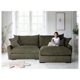 Ecksofa Home Affaire "Finca XXL L-Form, B: 247 cm", olive, B:247cm T:187cm, 100% Polyester, Sofas, Ecksofa, 4 Zierkissen, Mega-Sofa, in Cord oder Chenille-Struktur, Federkern