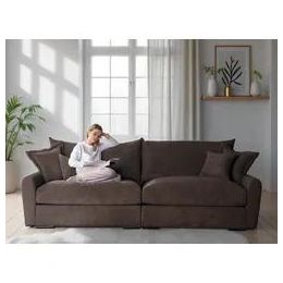 Big-Sofa Home Affaire "Finca XXL, B: 247 cm", dunkelbraun, B:247cm T:123cm, 100% Polyester, Sofas, Big-Sofa, 4 Zierkissen, Mega-Sofa, in Cord oder Chenille-Struktur, Federkern