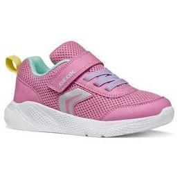 Sneaker Geox "J SPRINTYE GIRL", M&auml;dchen, Gr. 32, pink kombiniert, Lederimitat, Mesh, Mesh, kontrastfarbene Details, Schuhe Sneaker, Slipper mit zus&auml;tzlcihem Klettverschluss, Gr&ouml;&szlig;enschablone zum Download