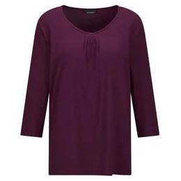Kurzarmshirt GOLDNER "Kurzgr&ouml;&szlig;e Viskose-Oberteil mit Halbarm", Damen, Gr. 21, rot (bordeaux), Obermaterial: 95% Viskose CV. 5% Elasthan EL., Modisch, Shirts, Falten