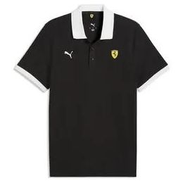 Poloshirt Puma "FERRARI PIQUET POLO", Damen, Gr. M, Puma schwarz, Piqu&eacute;, Obermaterial: 52% Baumwolle, 48% Polyester, unifarben, regular fit normal, Shirts, Regular Fit, Kurzarm, mit Rei&szlig;verschluss, f&uuml;r Motorsport-Fans