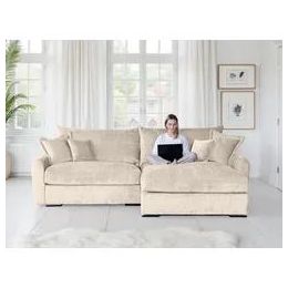Ecksofa Home Affaire "Finca XL L-Form, Breite 190 cm", beige, B:190cm T:187cm, 100% Polyester, Sofas, Ecksofa, Mega-Sofa, Cord oder Chenille-Struktur, mit Federkern & 4 Zierkissen
