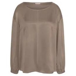 Shirtbluse Alba Moda "Bluse Bluse", Damen, Gr. 46, beige (taupe), Obermaterial: 53% Cupro CUP. 47% Viskose CV., Modern, figurumspielend, Blusen