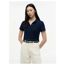 Poloshirt Tommy Hilfiger "GOLD BUTTON SLIM SS POLO", Damen, Gr. L (42/44), schwarz night navy, Single Jersey, Obermaterial: 100% Baumwolle, unifarben, slim fit, Shirts