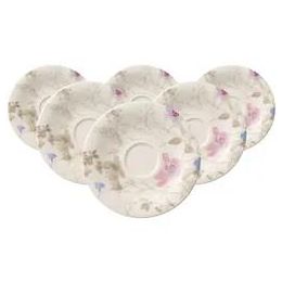 Villeroy & Boch Untertasse VILLEROY & BOCH "Kaffee-/Teeuntertassen Mariefleur Gris Basic &oslash; 16,7 cm 6er Set bunt", bunt, L:16,7cm, Speiseteller
