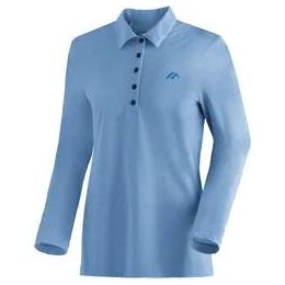 Langarm-Poloshirt Maier Sports "Long Piquee Polo W", Damen, Gr. L, pastellblau, 60% Baumwolle, 40% Polyester, Rundhals, Shirts