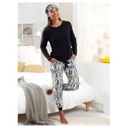 w&auml;schepur Schlafanzug W&Auml;SCHEPUR, Damen, Gr. 36/38, schwarz, limone, bedruckt, 95% Viskose, 5% Elasthan, Homewear-Sets Schlafanzug