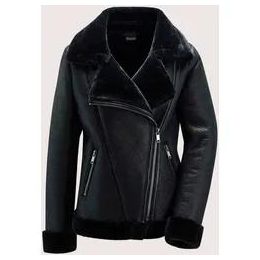 Madeleine Mode Kurzjacke MADELEINE "Jacke Edle Bikerjacke mit Reverskragen", Damen, Gr. 36, schwarz, Obermaterial: 100% Polyester PES., Modern, Jacken Kurzjacke, Fake-Fur Lammfelljacke, Bikerform