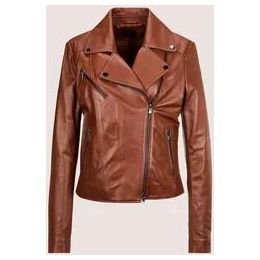 Madeleine Mode Lederjacke MADELEINE "Lederjacke Lederjacke im Biker-Style", Damen, Gr. 34, braun (nussbraun), Obermaterial: 100% Lammnappaleder LANA., Modern, normal, Jacken