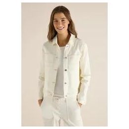 Jeansjacke Cecil, Damen, Gr. L (42), pearl beige, Web, 92% Baumwolle, 6% Elastomultiester, 2% Elasthan, unifarben, comfort fit normal, V-Ausschnitt, B&uuml;ndchen, Jacken Jeansjacke, in Denim-Optik