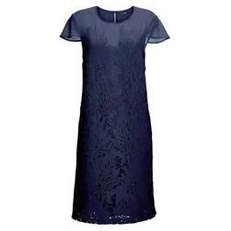 Abendkleid GOLDNER "Kleid aus sommerlicher Spitze", Damen, Gr. 40, N-Gr, blau (marine), Obermaterial: 100% Polyester PES., festlich, Halbarm, Kleider Abendkleid, mit kleinen Fl&uuml;gel&auml;rmelchen
