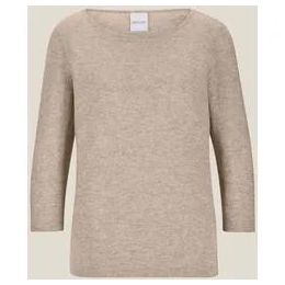 Madeleine Mode Longpullover MADELEINE "Strickpullover Kaschmirpullover mit U-Boot-Ausschnitt", Damen, Gr. 48, beige (taupe, melange), Obermaterial: 100% Kaschmir WS., Modern, normal, U-Boot-Ausschnitt, Pullover Longpullover, Kaschmirpullover mit 3/4 Arm