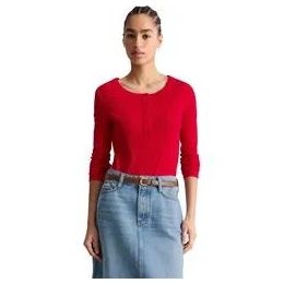 Marc O'Polo Langarmshirt MARC O'POLO DENIM "aus weichem Rippjersey", Damen, Gr. S, carmine rot, Obermaterial: 96% Baumwolle, 4% Elasthan, unifarben, Basic, regular fit, Serafino, normaler Saum, Shirts Langarmshirt