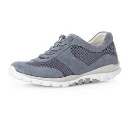 Gabor Keilsneaker ROLLINGSOFT, Damen, Gr. 39, blau, Textil, Veloursleder, Schuhe, Freizeitschuh, Halbschuh, Schn&uuml;rschuh mit Logoschriftzug