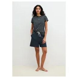 Marc O'Polo Shorty MARC O'POLO "Mix N Match Cotton Pyjama Set Short", Damen, Gr. S, schwarz navy gestreift, Jersey, Obermaterial: 100% Baumwolle, bequem kurz, Rundhals, mit Aufschlag, Homewear-Sets Shorty, mit Streifen, Gummizug, Bindeband und seitlichen Taschen