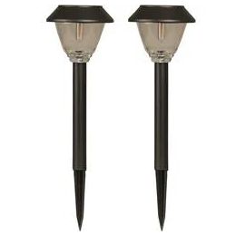 Gartenleuchte Luxform "Solar-Gartenlampe - Kodiak - 2 St - 5 Lumen - LED", schwarz, 2 Stk., Leuchten, Gartenleuchte, Aus Edelstahl & Glas gefertigt